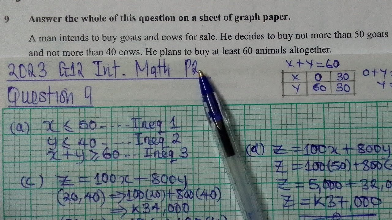 Linear Programming | 2023 G12 Int. Math P2 Q9