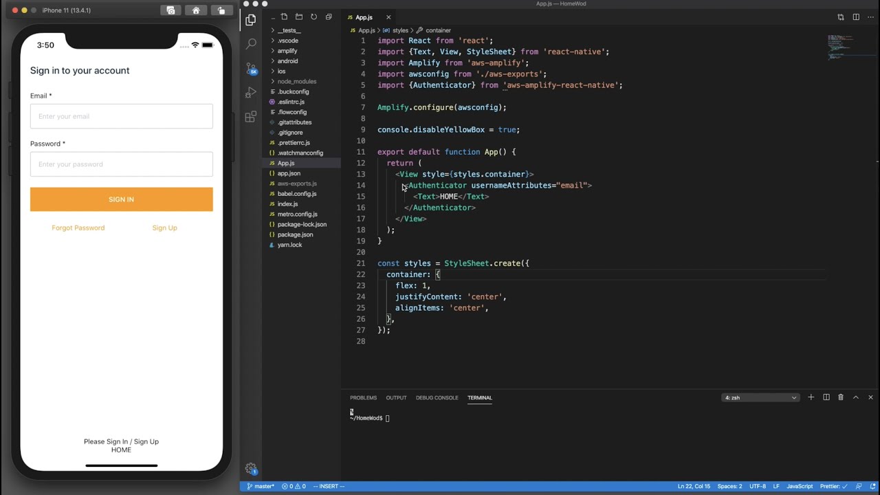 Lesson 2-3  React Native App AWS Amplify