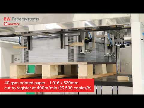 Questec RQS-V: rotary sheeter cuts 40 gsm paper at 400m/min