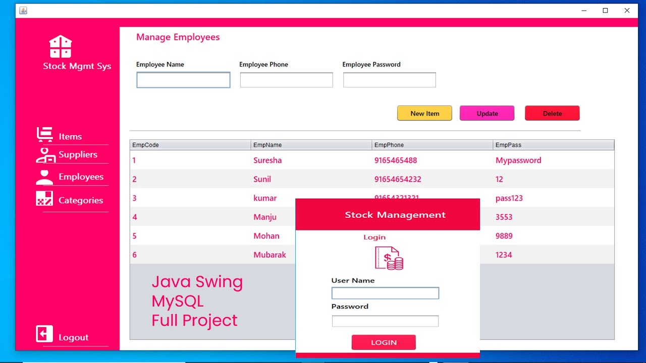 Java Swing Project | Stock Management System Using Java and MySQL