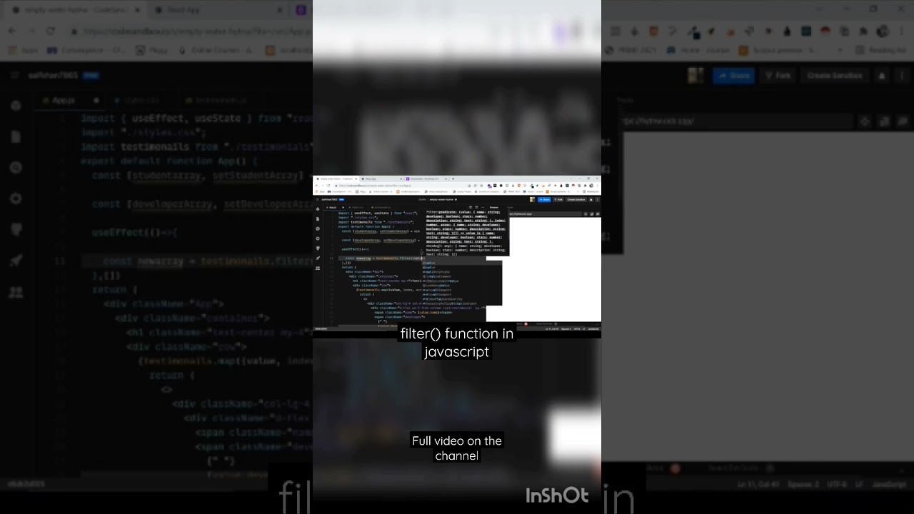 filter() function in react JS #reactjs #javascript