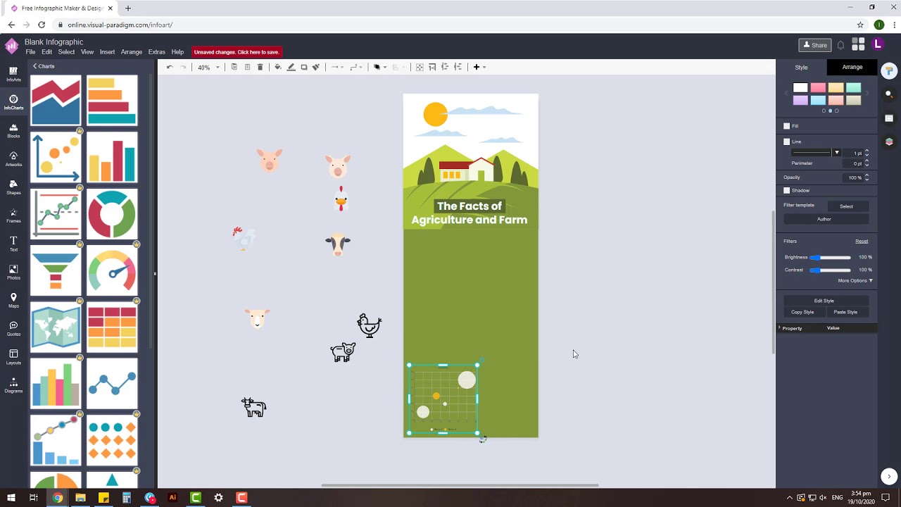 Design Infographic Poster about 6 Facts Of Agriculture And Farm using VP InfoART