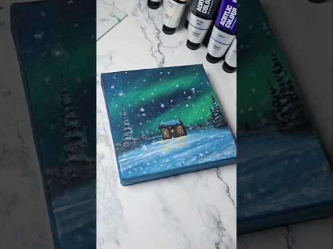 Snowy winter painting idea for beginners ❄️ #shorts #art #artideas #drawing