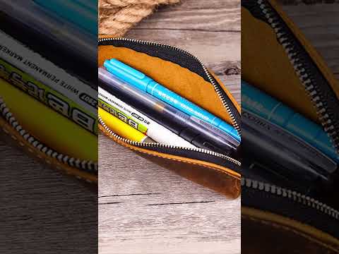 Handmade Genuine Leather Pencil Bag - Perfect for School or Office