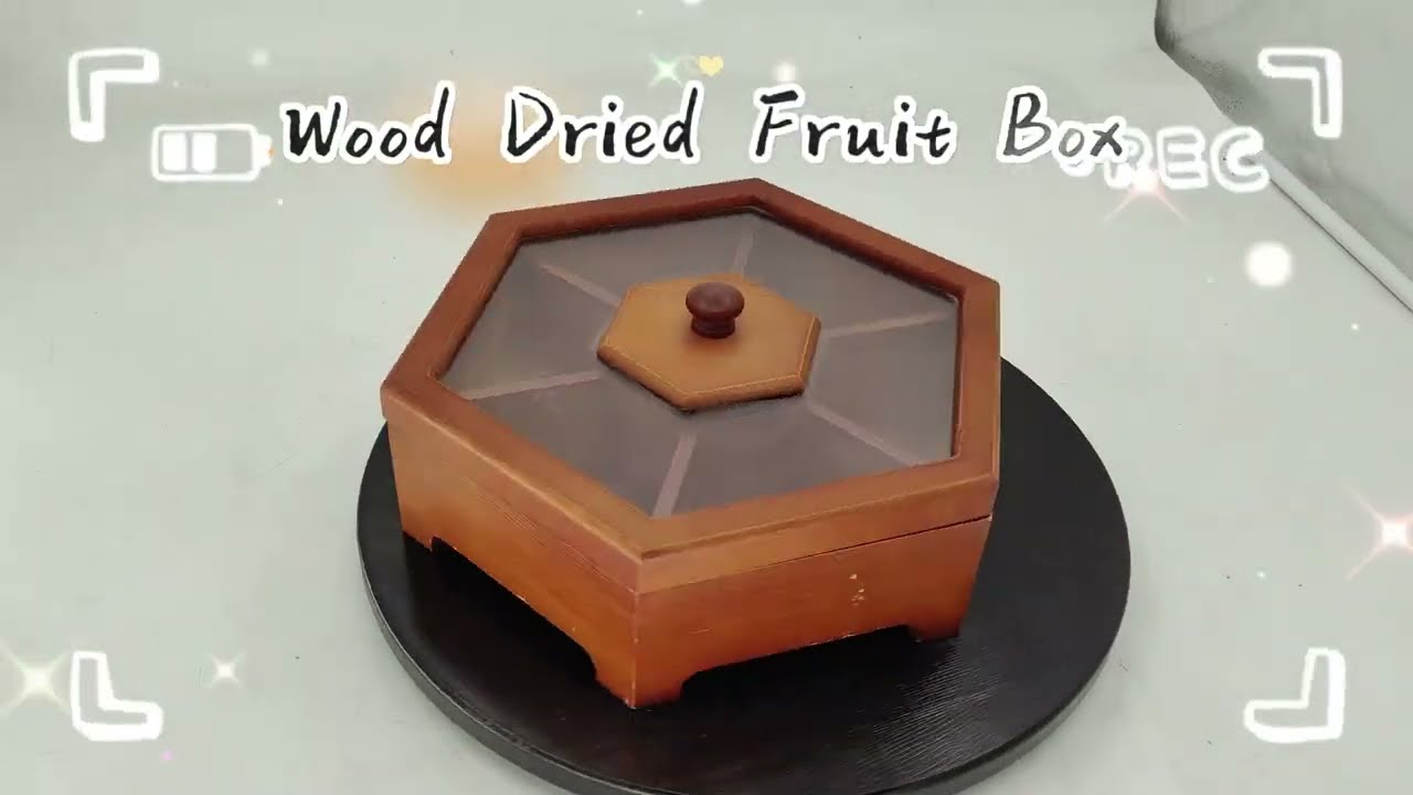 Wooden Dried Fruit Box with Clear Window on the Lid and 7 Compartments#driedfruits #fruitbox #wood