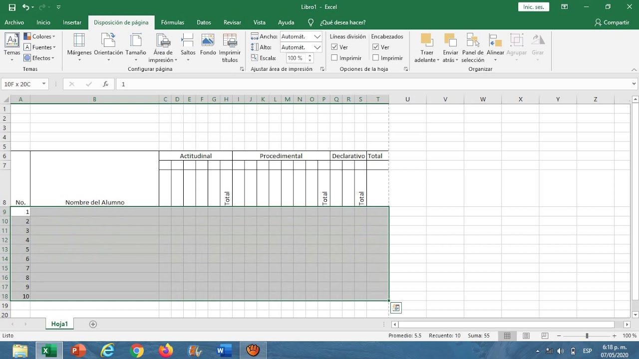 Creacion de Cuadro de Registros