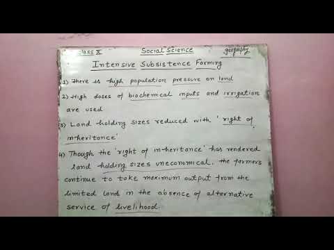Agriculture -- Intensive subsistence farming Class 10