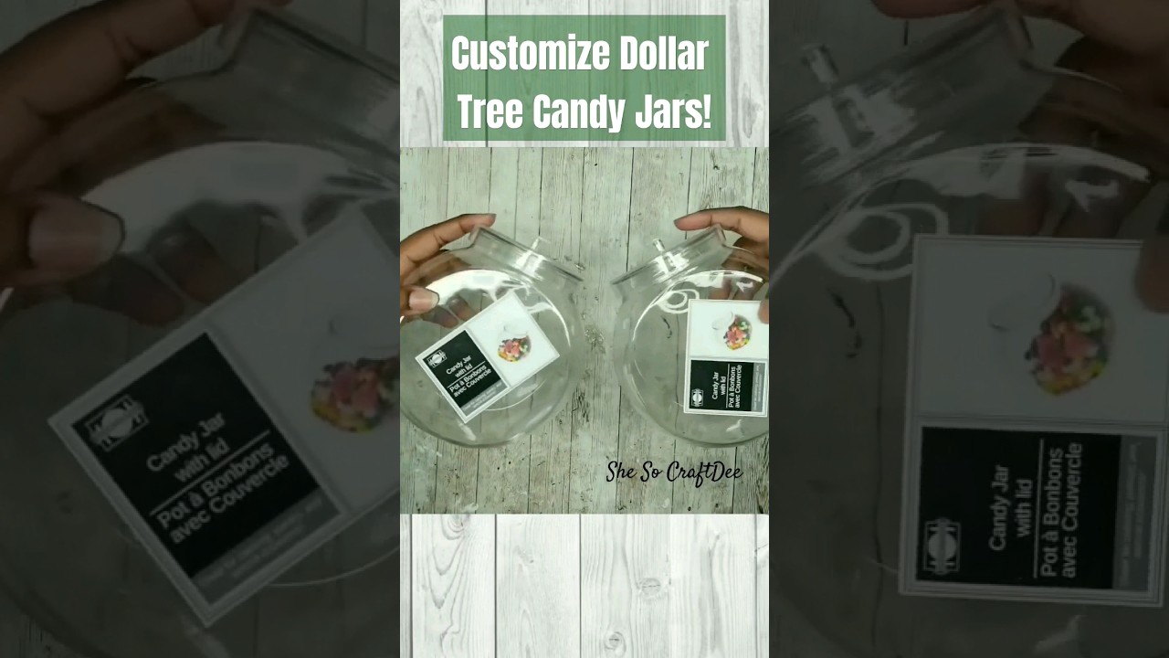 🔥 DIY DOLLAR TREE Candy Jars Decor with FREE Printables! #dollartreediy #shesocraftdee #shorts