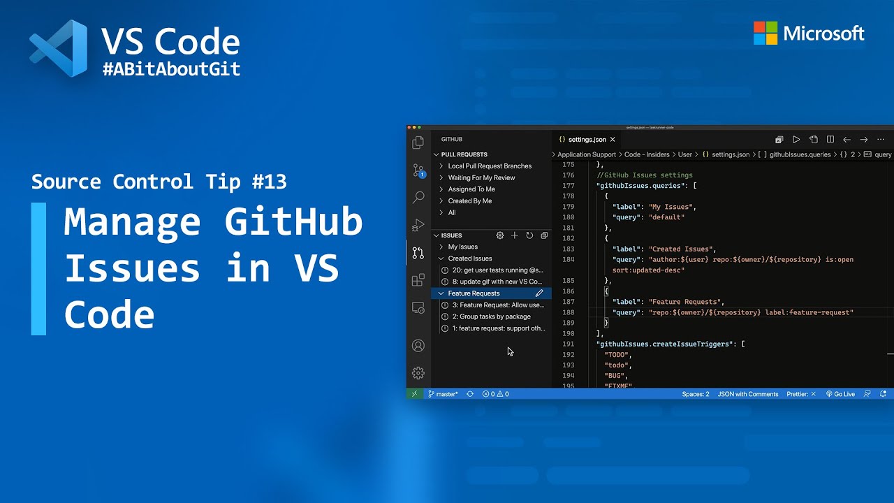 Source Control Tip 13: Manage GitHub Issues in VS Code