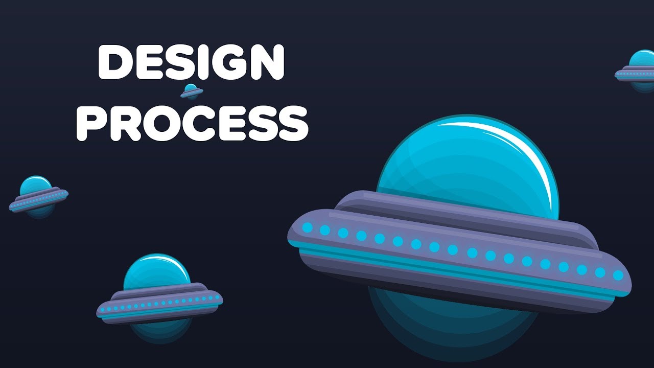 Design Process - UFO Vector Icon Illustration