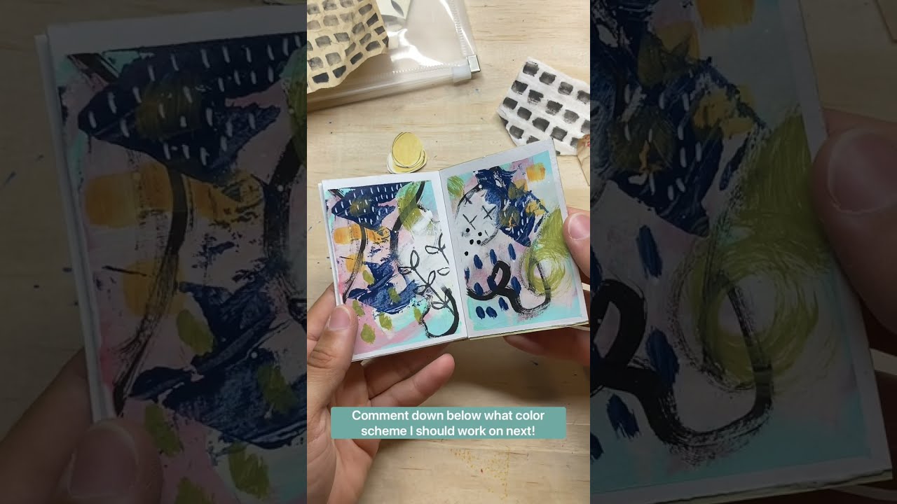 Making A Mini Abstract Art Book | Diy Mini Art Journal + #flipthrough