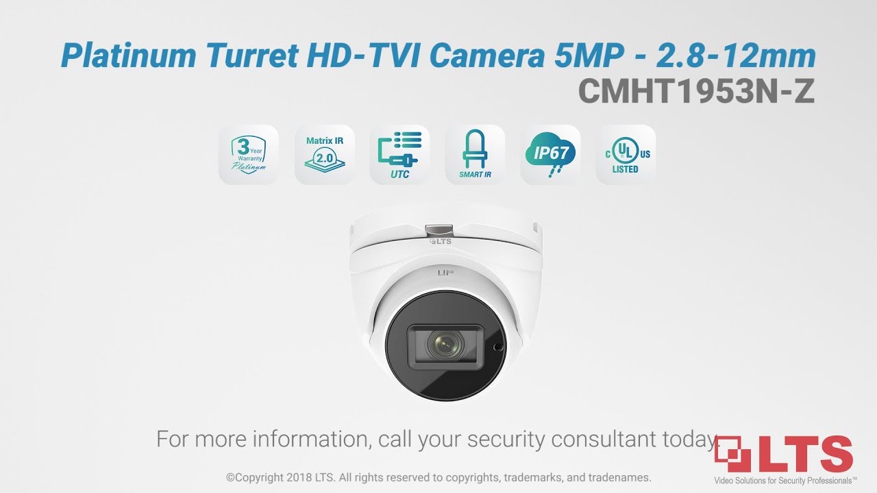LTS Platinum, Product Overview: Motorized Varifocal Turret HD-TVI Camera - 5MP - CMHT1953N-Z