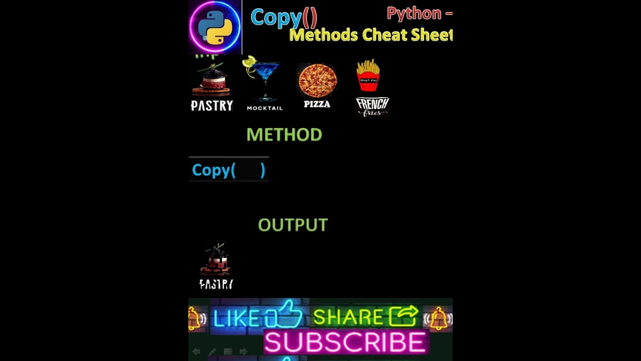 👏🐍💋#Python Cheatsheet 🧾 for Beginners 🔥🔥#methods📝#append🐬#copy#delete#remove#list#dictionary#shorts