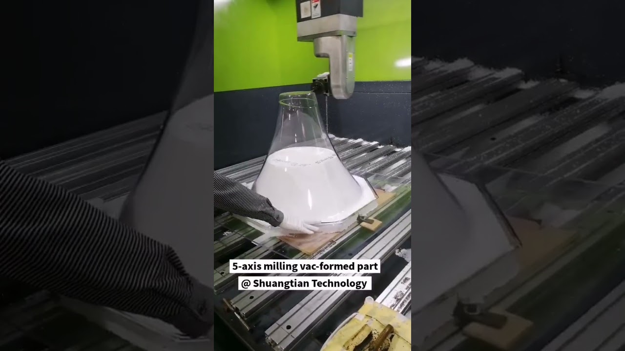 Vacuum formed thick deep tunnel under 5-axis milling