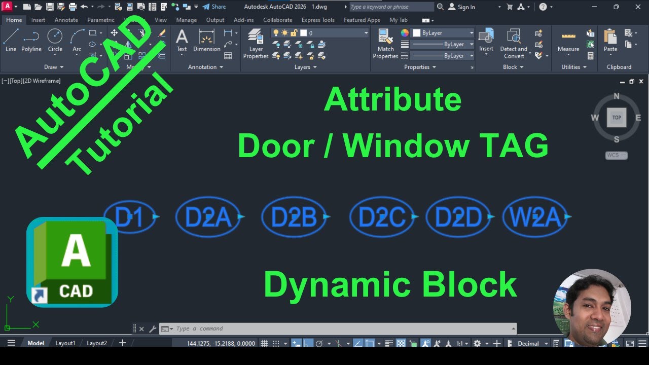 How to Create Attribute  Door / Window Label TAG as Dynamic Block in AutoCAD