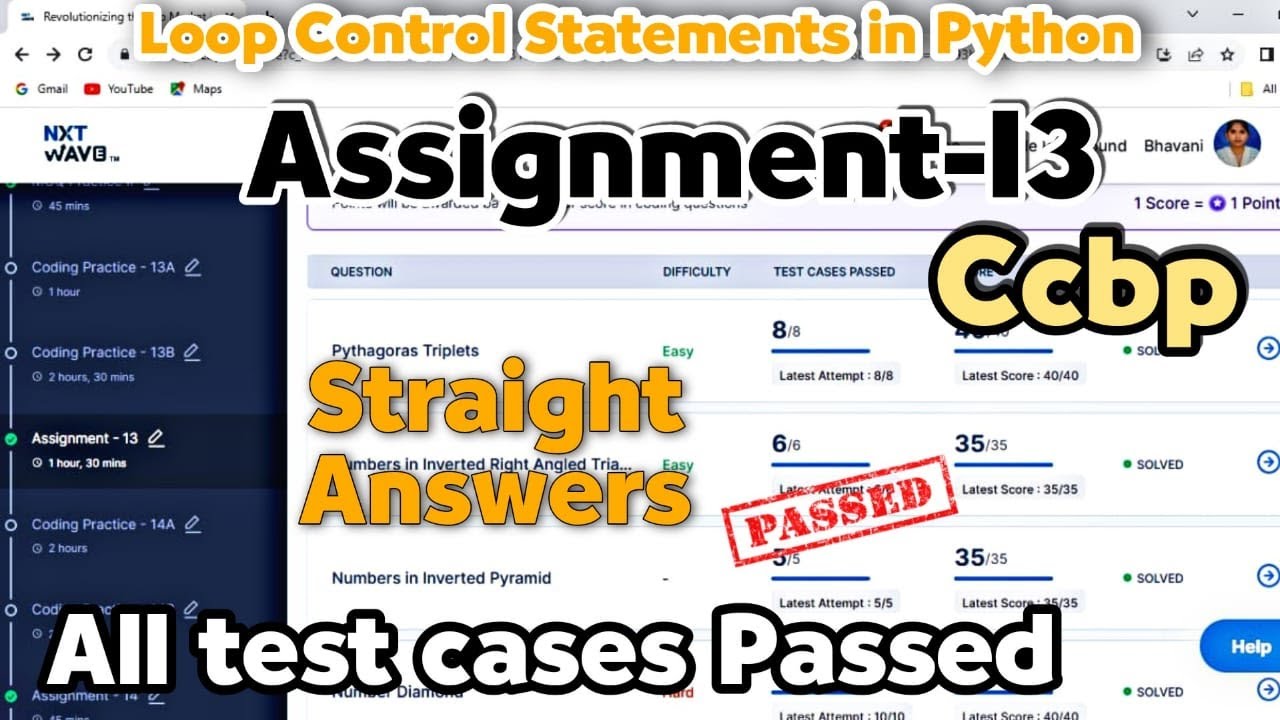 Assignment-13 in python||Loop control statements||ccbp||Nxtwave assignments...