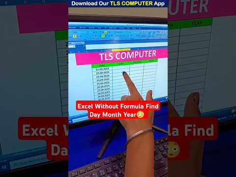 Excel Without Formula Find Day Month Year ???????? #excel #exceltips #tlscomputer