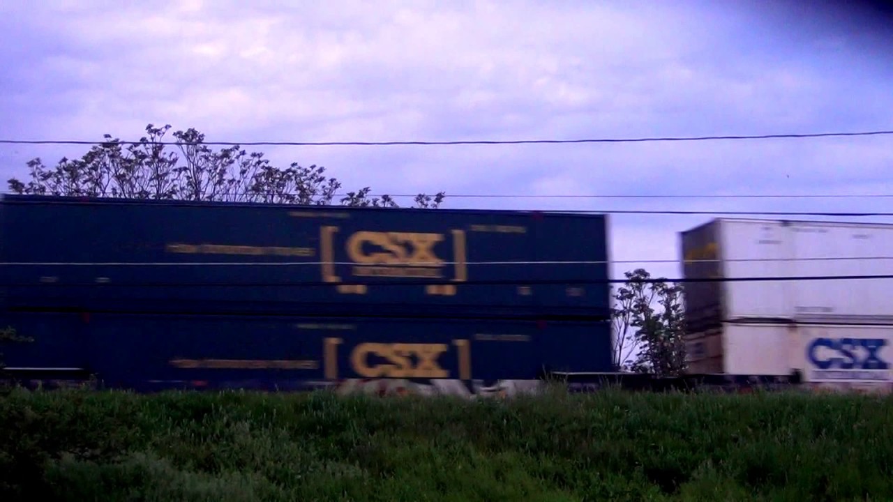 CSX Van Train Eastbound on Elevated Tracks