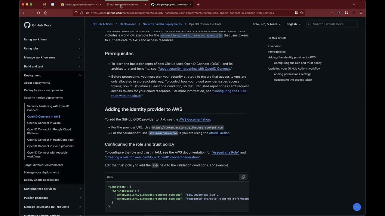 GitHub Workflows using OIDC AWS Provider