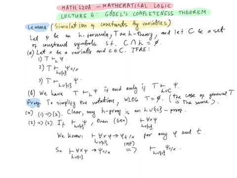 Mathematical Logic, Lecture 6 (More on formal proofs and Gödel's completeness theorem)