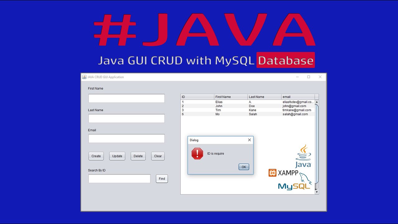 Complete Java GUI CRUD with MySQL Database using XAMPP | Full Project Java Tutorial