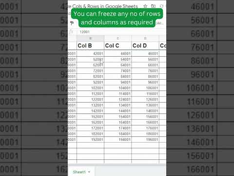 Freeze Rows and Columns in Google Sheet #googlesheets #googlesheetstutorial #excel #exceltutorial