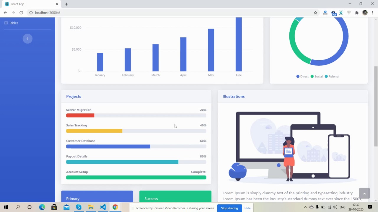 Reactjs Admin Template Working Example
