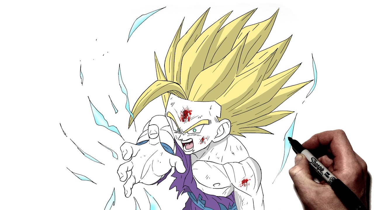 How To Draw Gohan SSJ2 Kamehameha | Step By Step | Dragon Ball