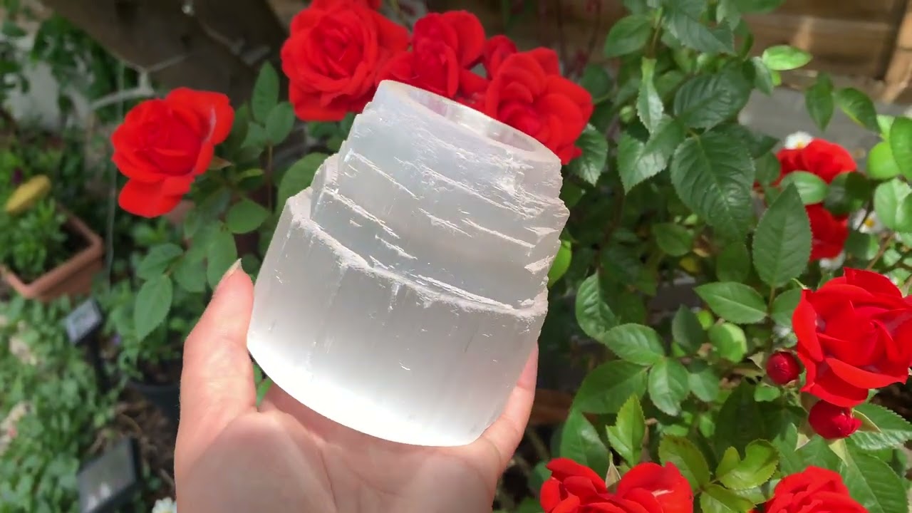 Selenite Crystal Candle Holder For Sale
