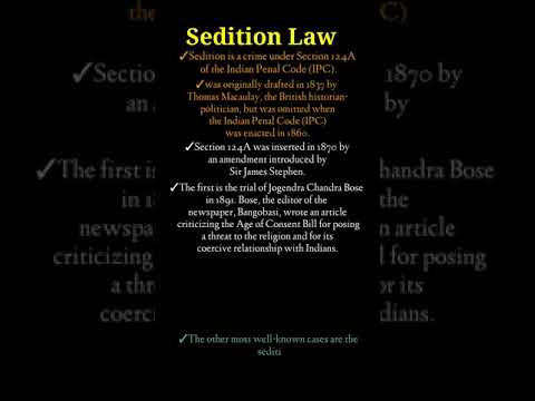 Sedition Law | Section 124A of IPC | Historical Background | Important Judgement#Shorts