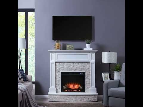 Southern Enterprises Jacksdale White Touch Screen Electric Media Fireplace - The Classy Home