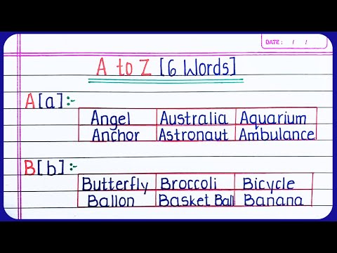 A to Z alphabets with spelling for 6 words for learning | A to Z alphabet 6 words | Six words A toZ