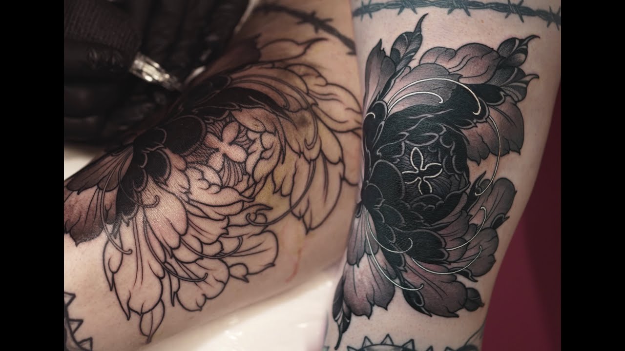 Jason James Smith - Peony Knee Tattoo time lapse