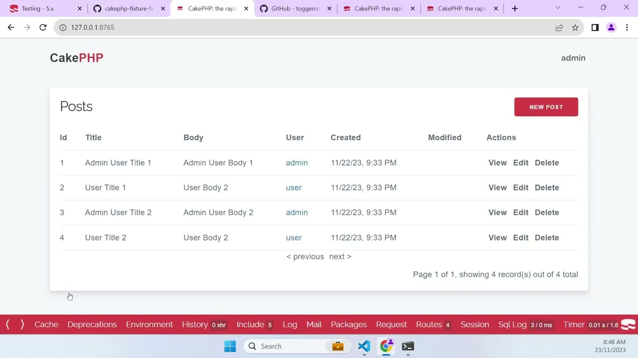 CakePHP 5 - Basic Testing using Migrations, Seeds, Fixtures & Fixture Factories