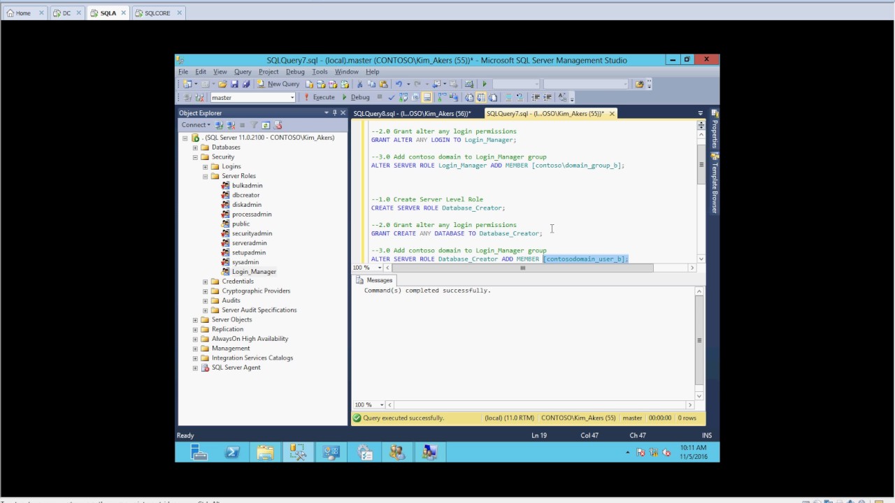 SQL 2012 User Defined Server Roles