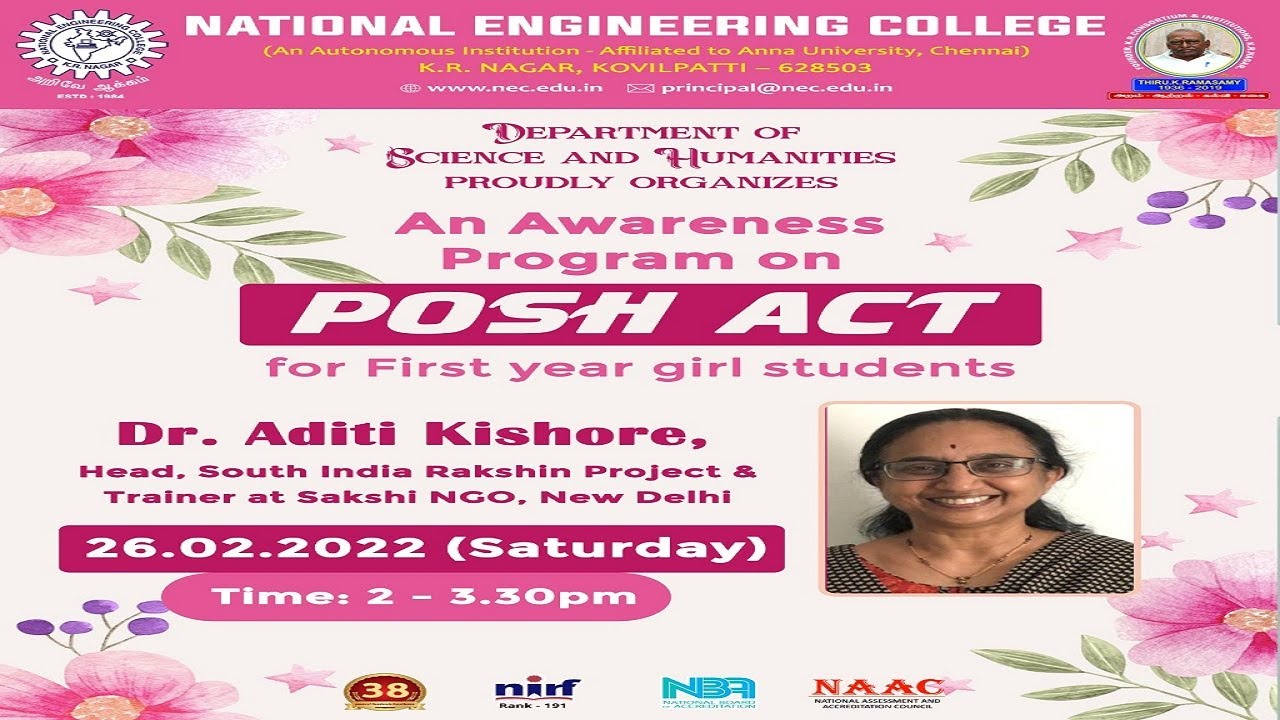 POCSO ACT AND POSH ACT AWARENESS PROGRAMME