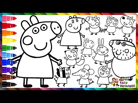 Draw and Color Peppa Pig, Her Family, and Friends π·π±ππ°πΆπ΄π¦π¦π Drawings for Kids
