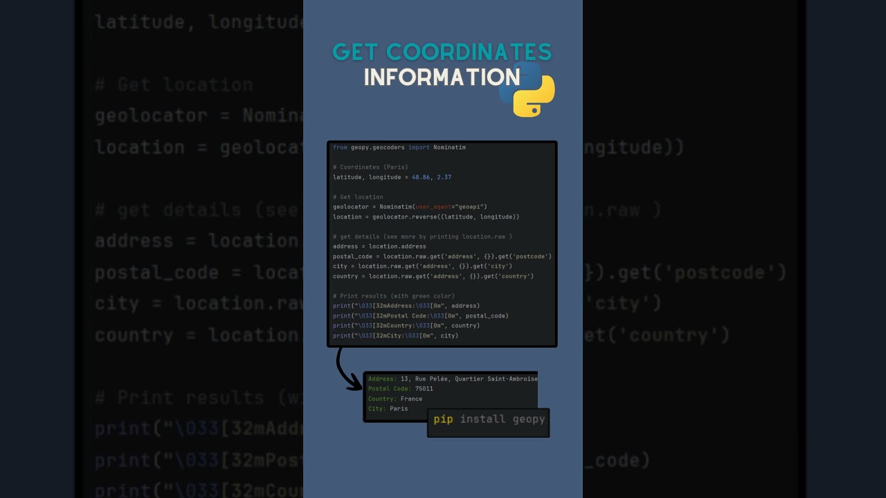 Get information from coordinates in python