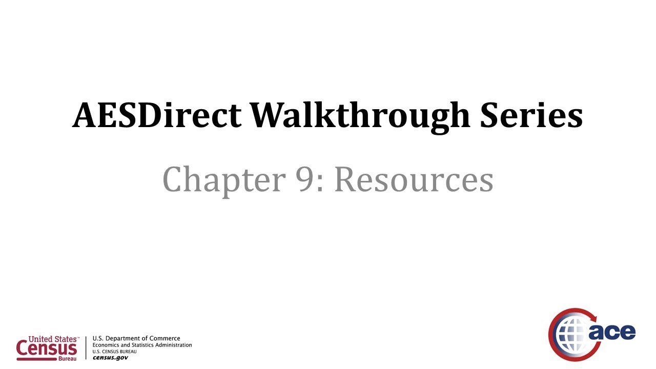 AESDirect Walkthrough Series - Chapter 9: Resources