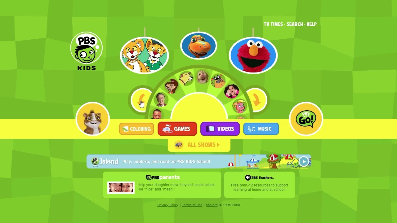 PBS Kids Flash website in 2008