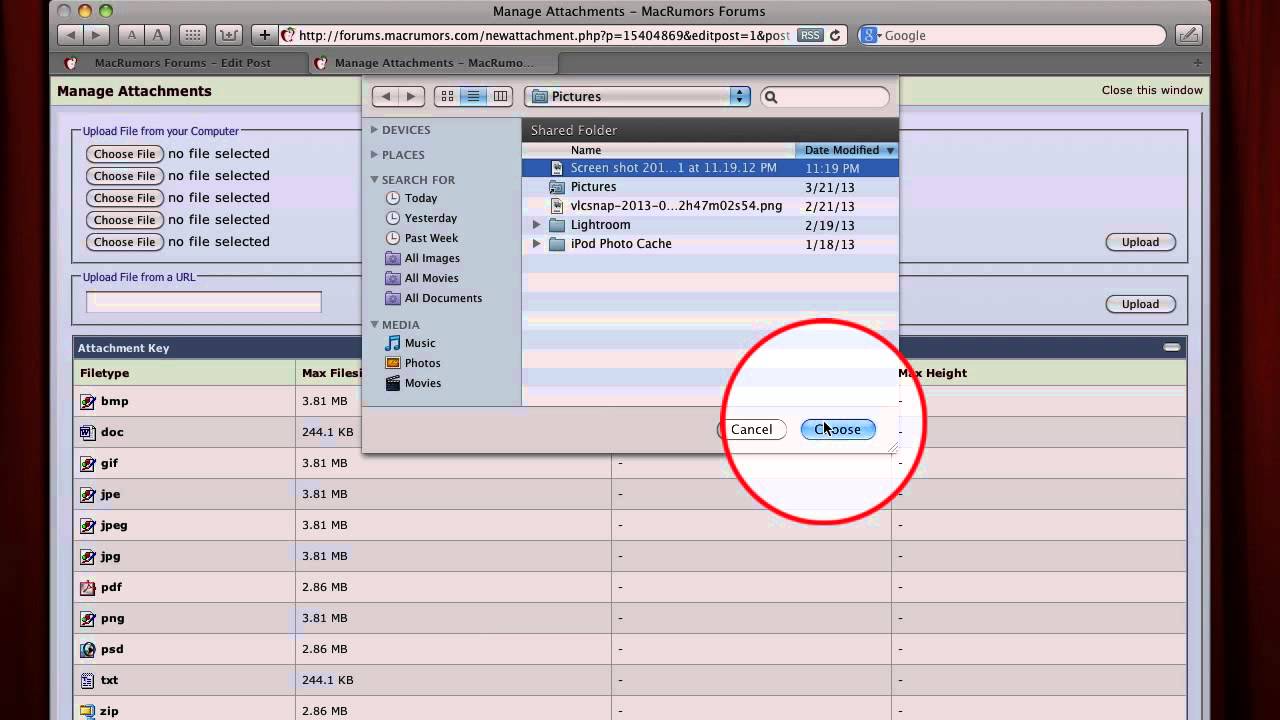 Attaching to MacRumors Forums - short tutorial
