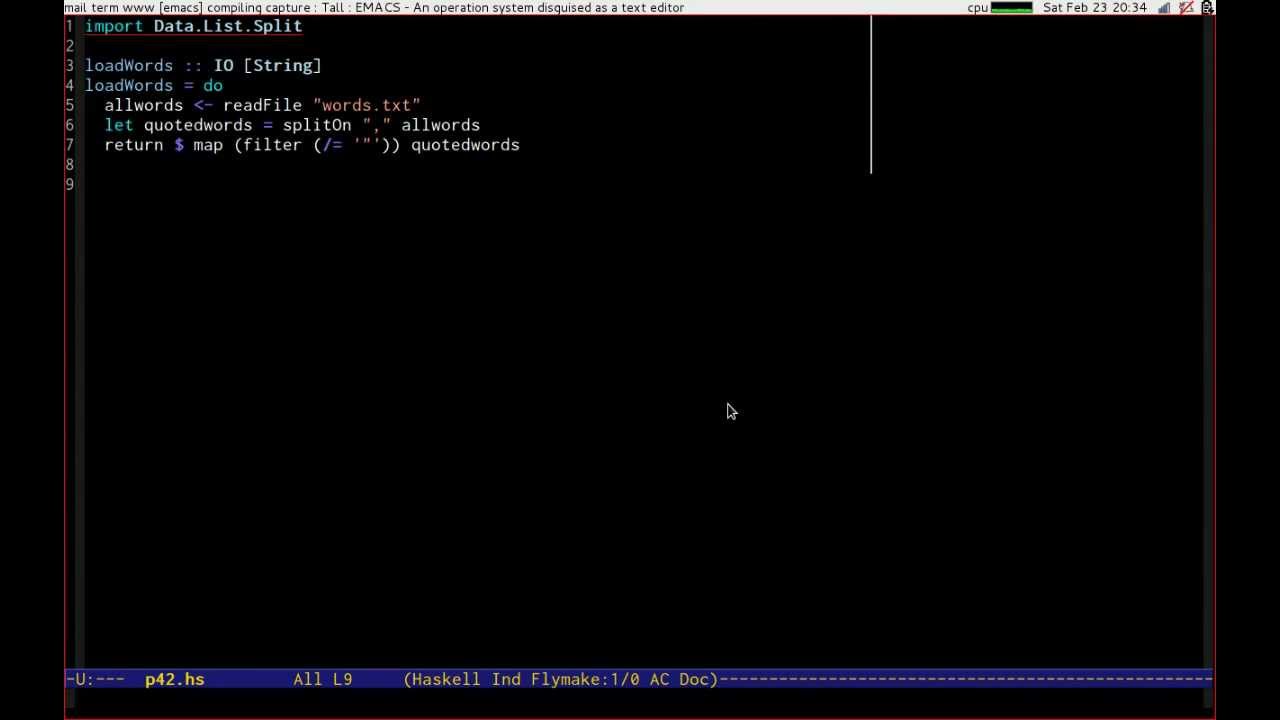 Project Euler Problem 42 - Live Coding solution in Haskell