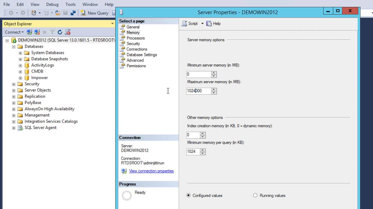 Configure Max Server Memory SQL Server 2016 to troubleshoot slow performance problem