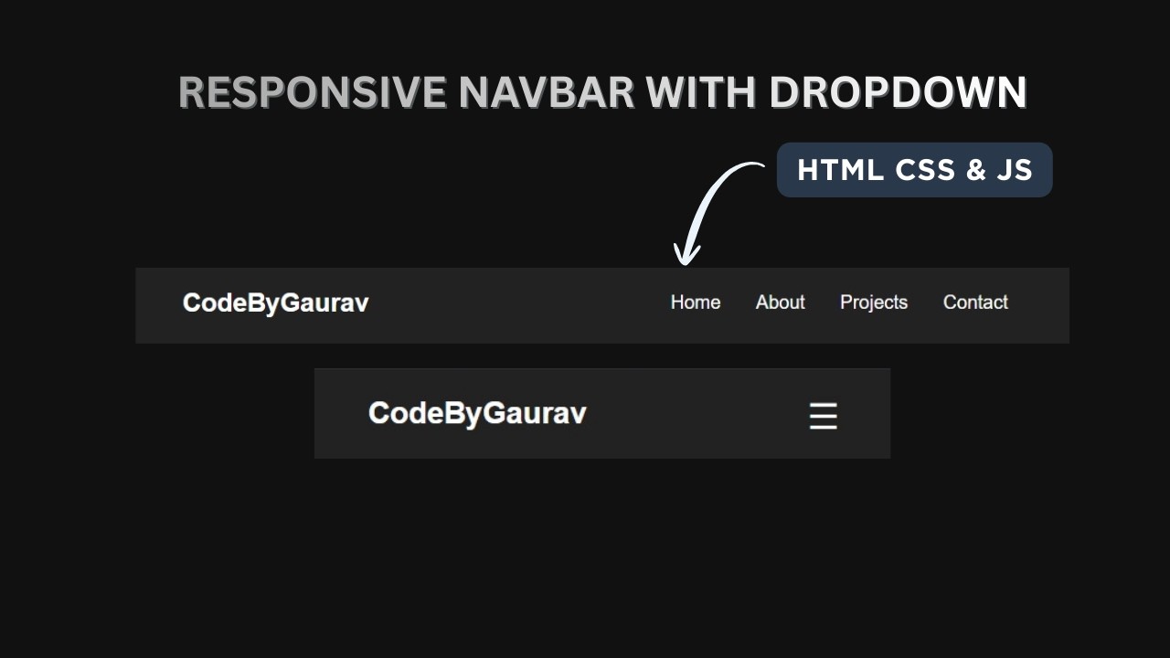 Create Responsive Navbar with Dropdown using HTML CSS 🔥
