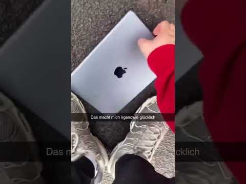 little german boy drops ipad and cries