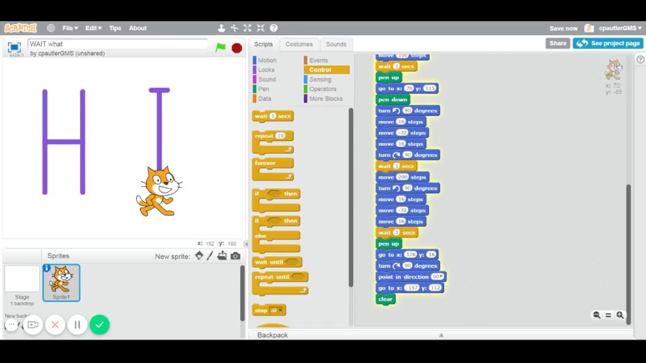 Scratch Tutorial: The importance of the WAIT Block