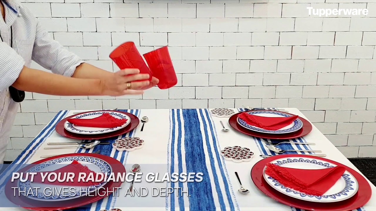 Tupperware Tablescape on Blue Brilliance