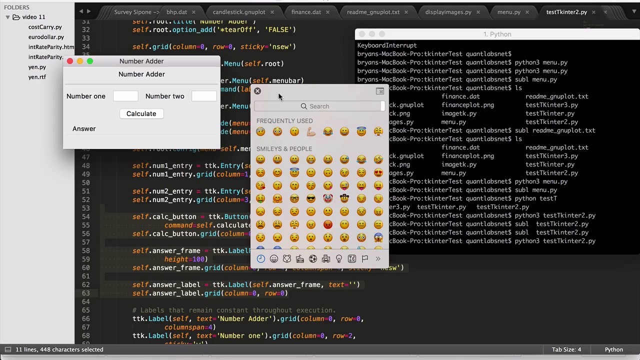 Demos of Python 3 Tkinter gnuplot open source GUI