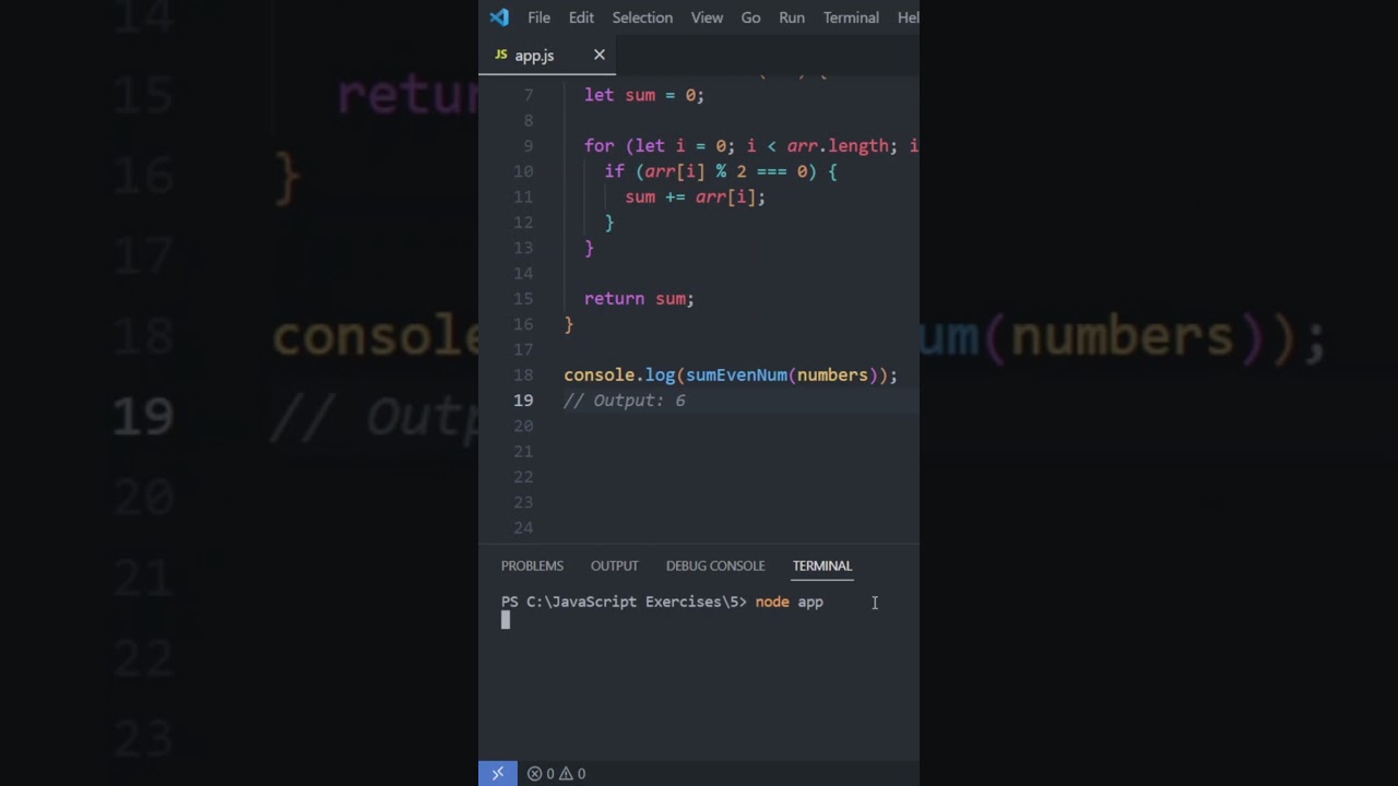 Create a function that takes an array of numbers and returns the sum of all even numbers | JS 5