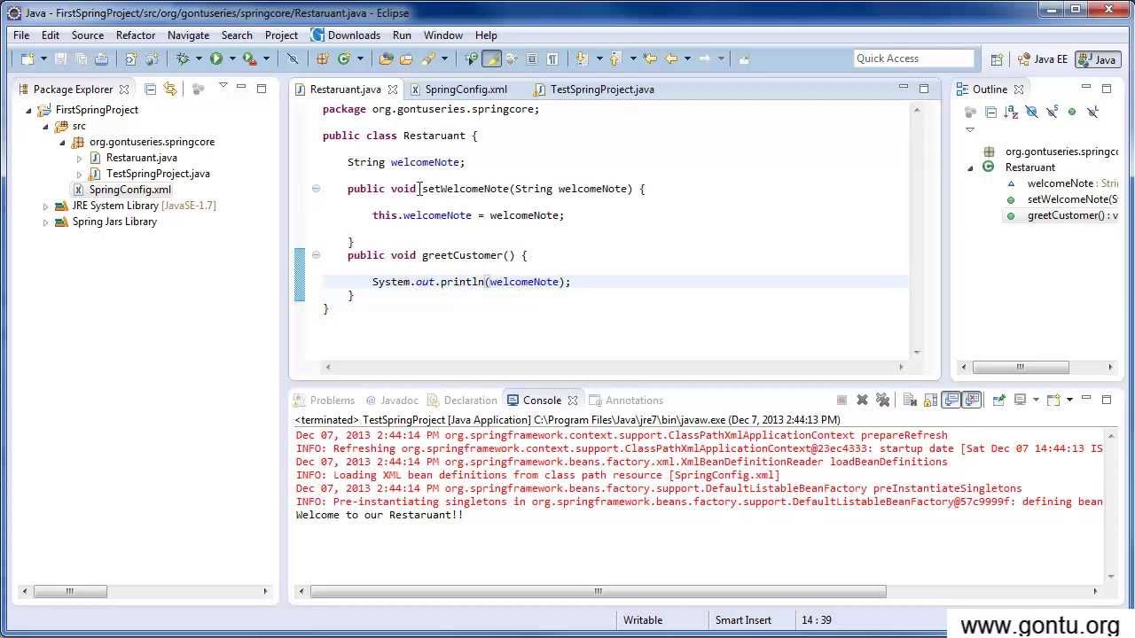 Spring Tutorial 07 - Dependency Injection using constructor way ( Hands on using Eclipse IDE )